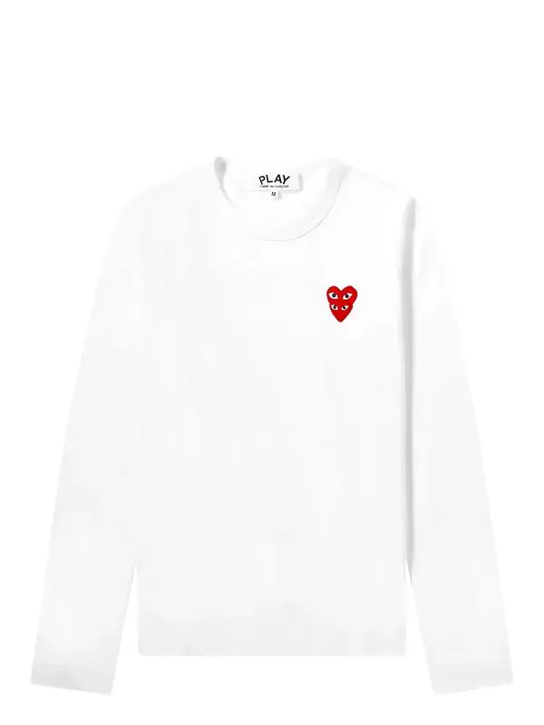 Play Comme Des Garcon Double Heart Long-sleeve T-shirt - White