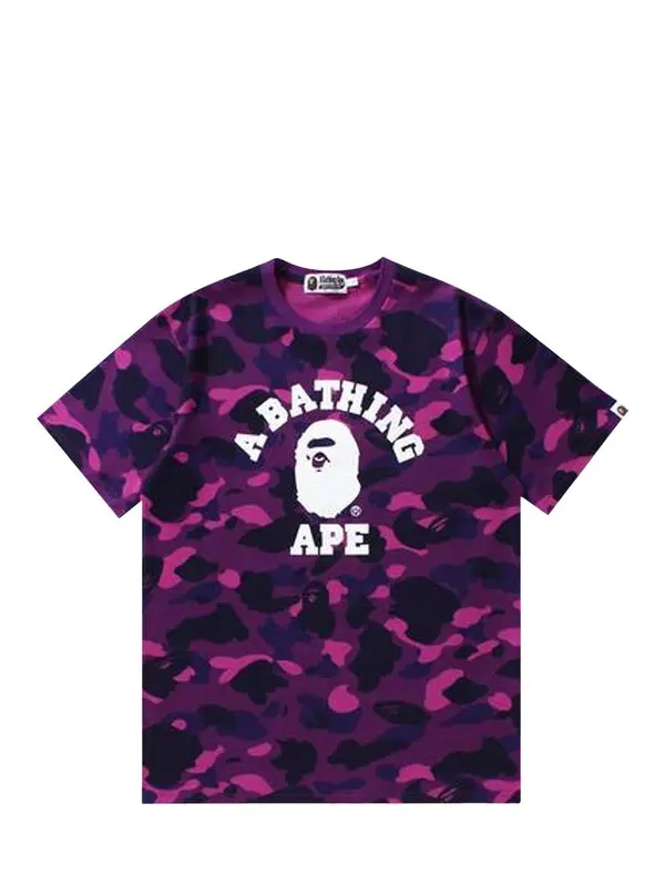 A BATHING APE Color Camo College T-shirt - Purple