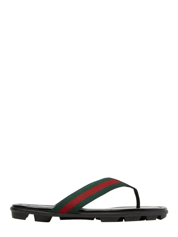 Gucci Leather Web Thong Sandal - Black