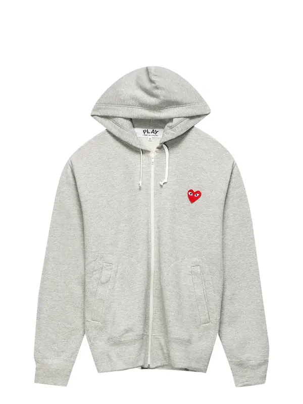 Play Comme Des Garcon Heart Logo Zip Up Hoodie - Grey
