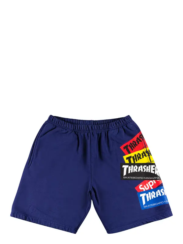 Supreme X Thrasher Multi Logo Sweatshort - Blue
