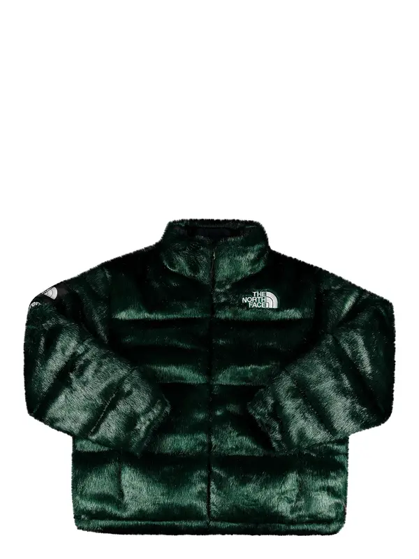 Supreme X The North Face Faux Fur Nuptse Jacket - Green