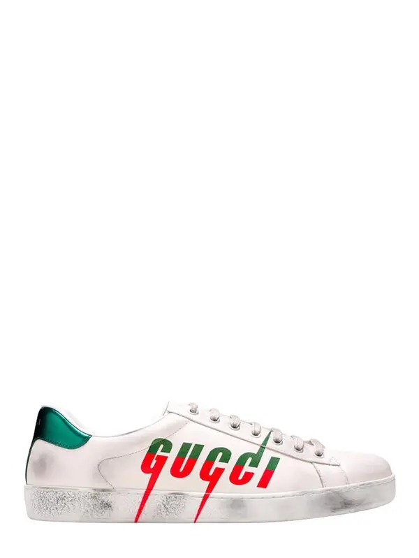 Gucci Ace Distressed Sneakers - White