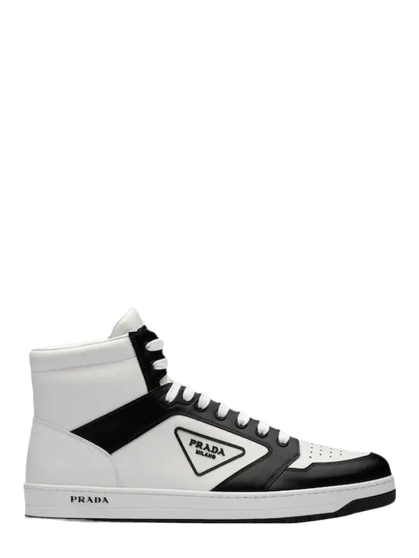 Prada District High-top Leather Sneakers - White