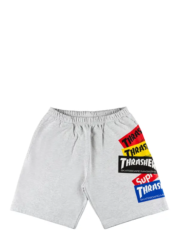 Supreme X Thrasher Multi Logo Sweatshorts - Grey