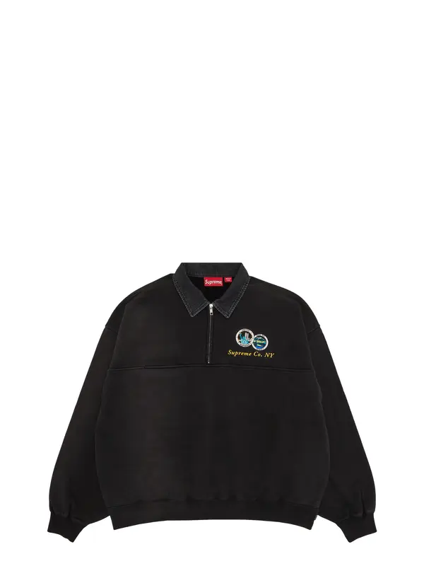 Supreme Denim Collar Half Zip Sweatshirt - Black
