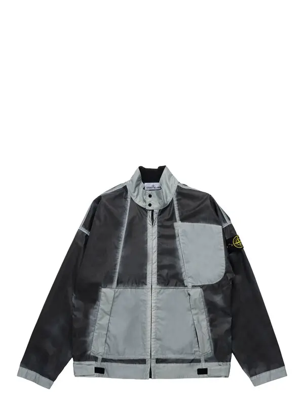 Stone Island Hand Sprayed Mussola Biker Jacket - Blue