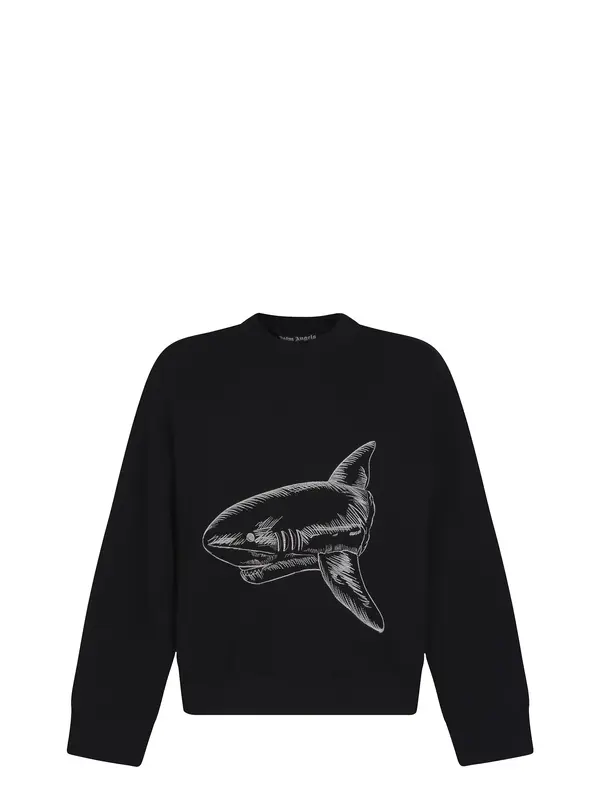 Palm Angels Split Shark Crewneck - Black