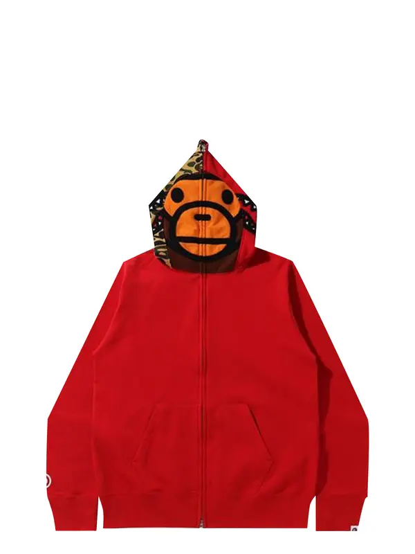 BAPE Milo Shark Full-zip Hoodie - Red