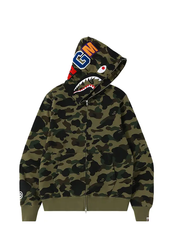 BAPE 1st Camo Shark Full Zip Hoodie - Green