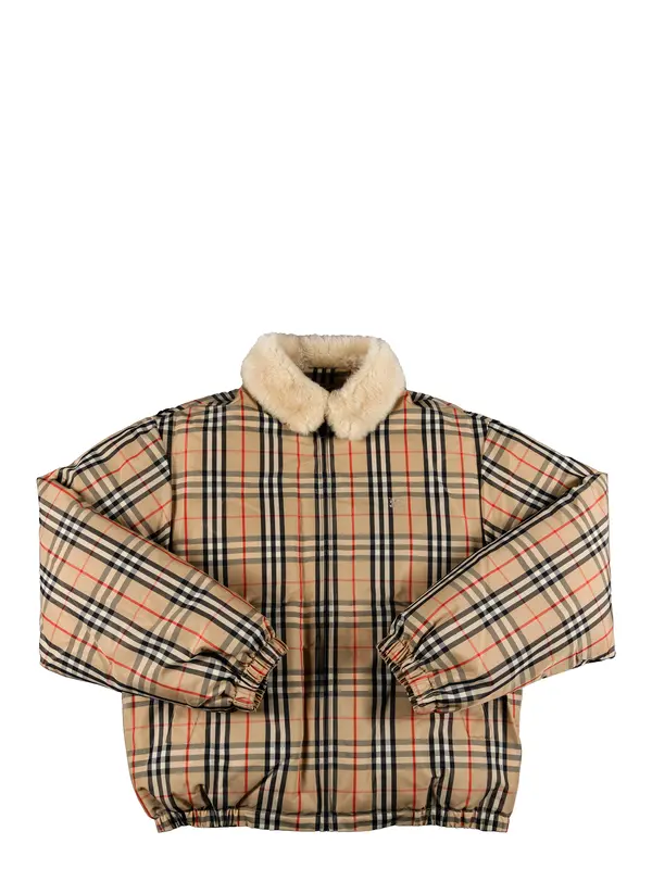 Supreme X Burberry Shearling Collar Puffer Jacket - Tan