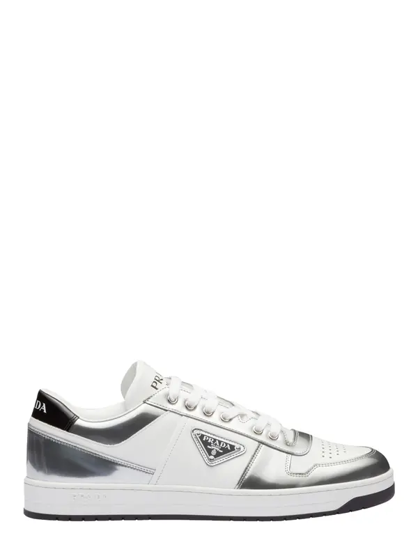 Prada Downtown Leather Sneakers - Silver