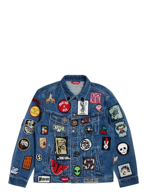 Supreme Patches Denim Trucker Jacket - Blue