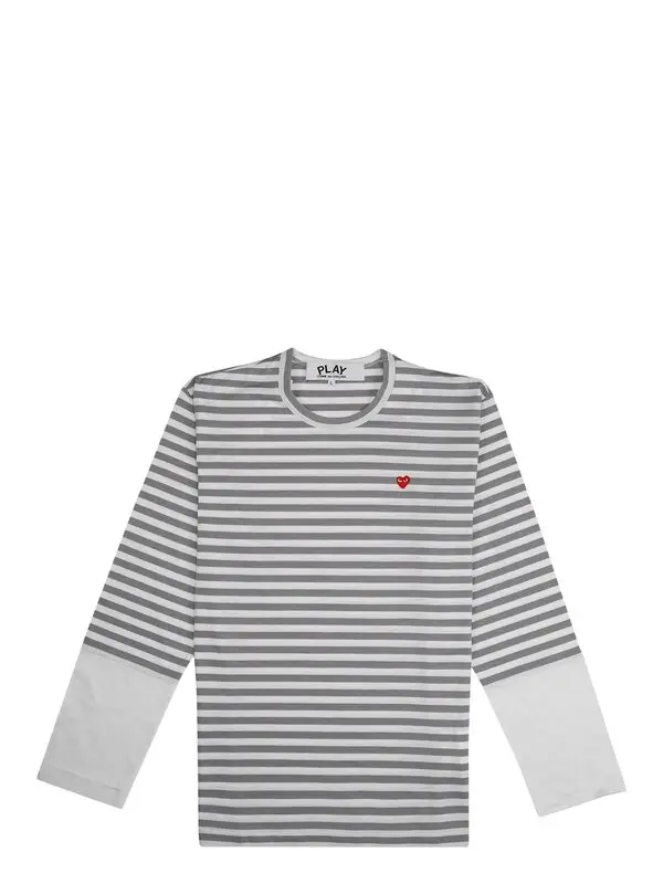 Play Comme Des Garcon Striped Long-sleeve T-shirt - Grey