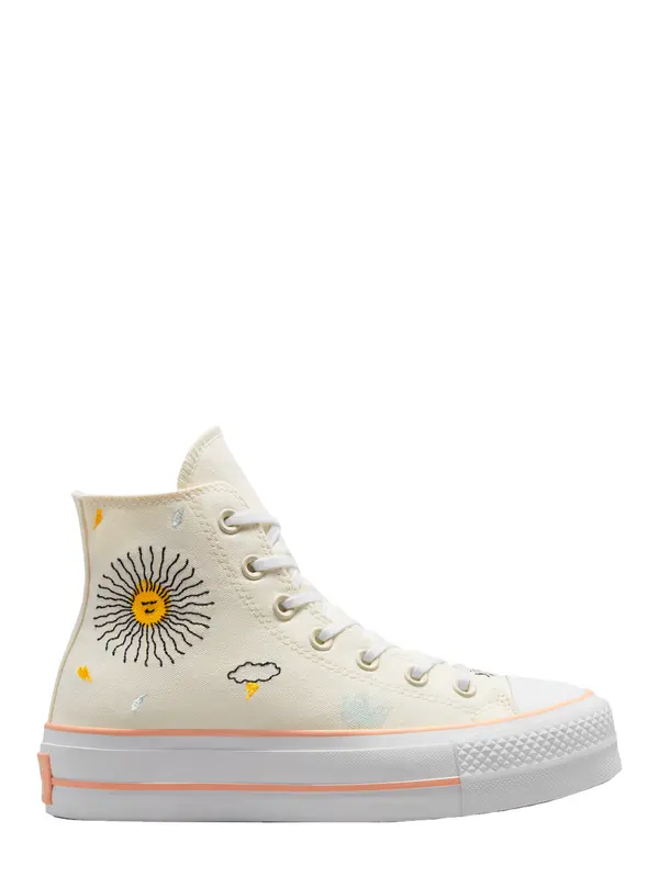 CONVERSE Chuck Taylor All Star Lift Platform High Floral Sneakers - Cream