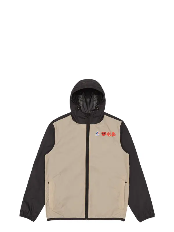 Play Comme Des Garcon K-way Hoodie Full Zip 'beige/black - Tan