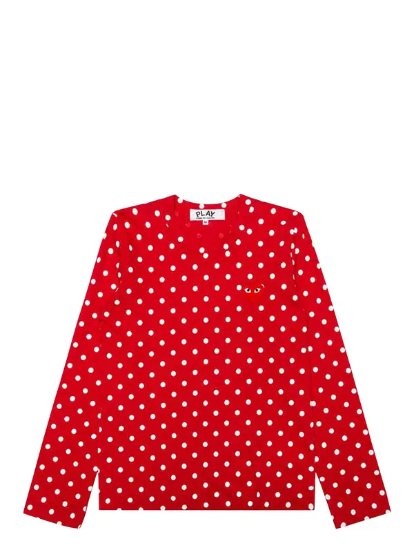 Play Comme Des Garcon Polka Dot Long Sleeve T-shirt - Red