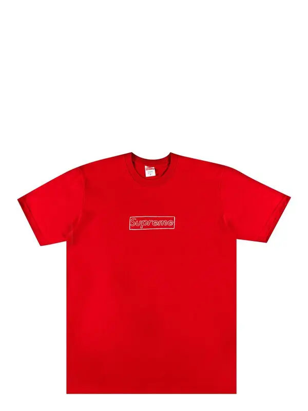 Supreme X Kaws Chalk Logo Tee - Red