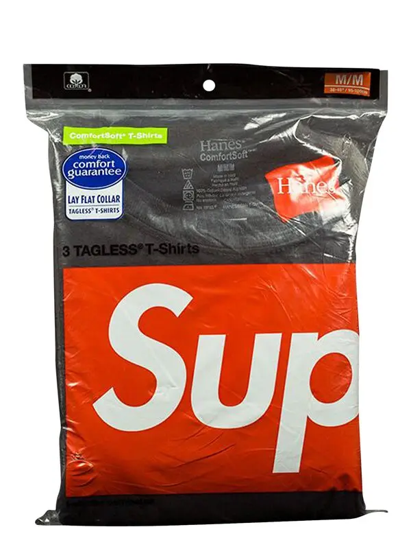 Supreme X Hanes 3-pack Cotton Comfort Soft T-shirt - Black