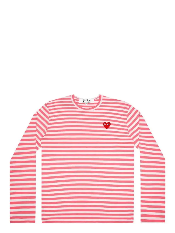 Play Comme Des Garcon Striped Long-sleeve Shirt - Pink
