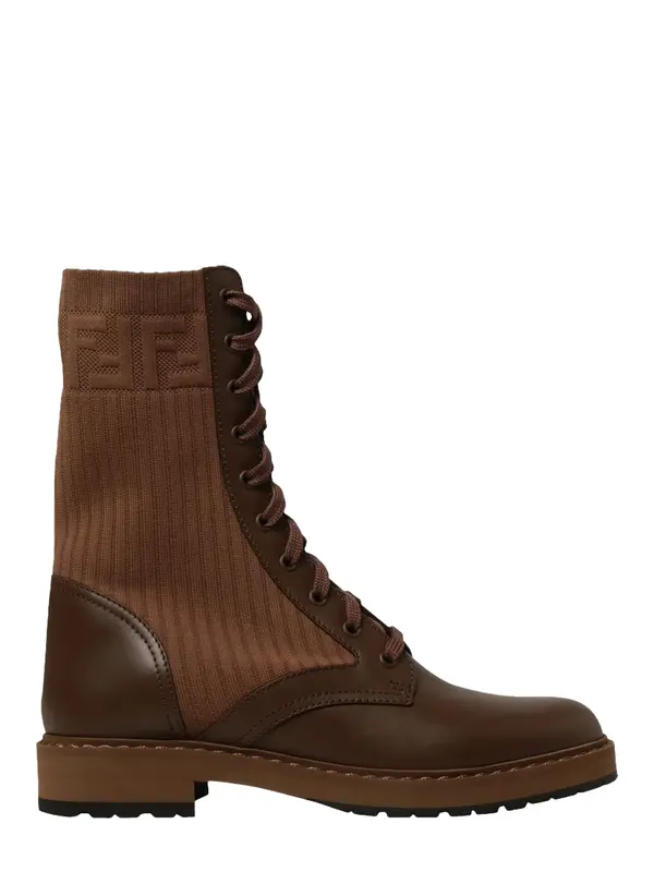 Fendi Ff Rockoko Biker Boots - Brown
