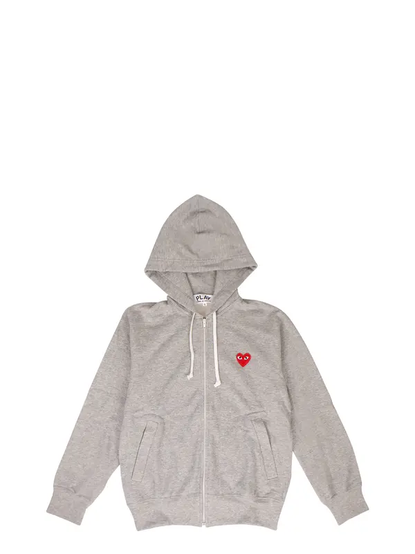 Play Comme Des Garcon Heart Hooded Sweatshirt - Grey