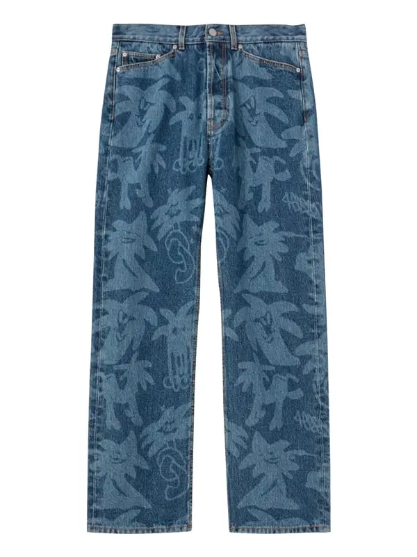 Palm Angels Palmity All Over Laser Denim Jeans - Blue