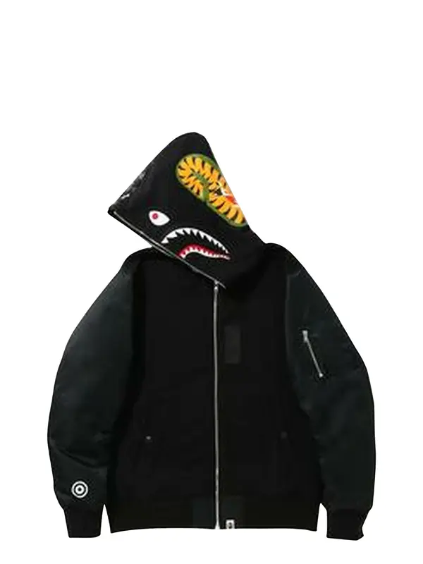 A BATHING APE Digital Camo Military Shark Hoodie - Black