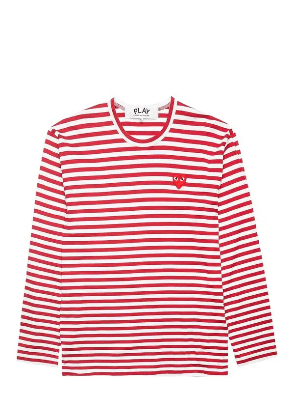 Play Comme Des Garcon Striped Long-sleeve T-shirt - Red