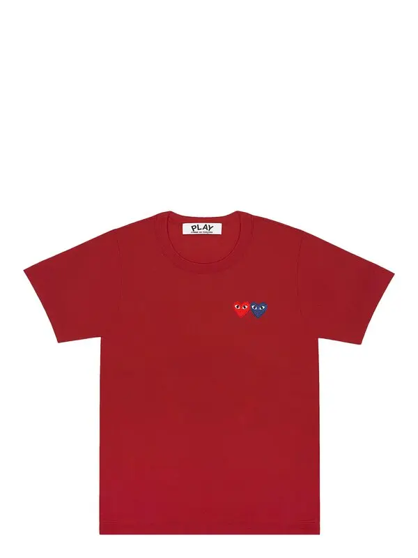 Play Comme Des Garcon Double Hearts T-shirt - Red