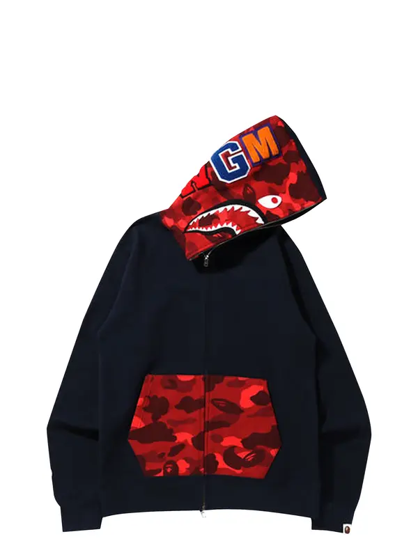 A BATHING APE Color Camo Shark Full Zip Hoodie - Blue