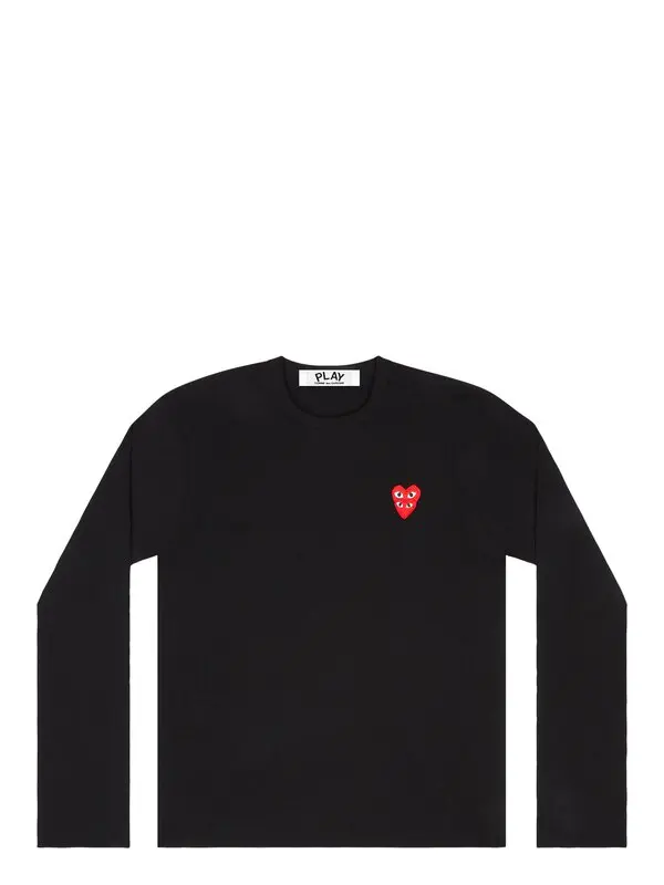 Play Comme Des Garcon Double Heart Long-sleeve T-shirt - Black