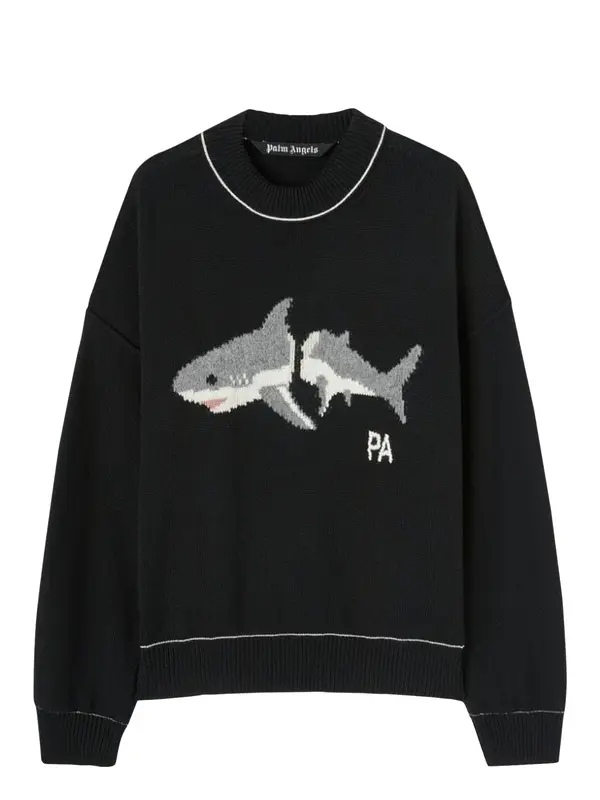 Palm Angels Shark Graphic Sweater - Black