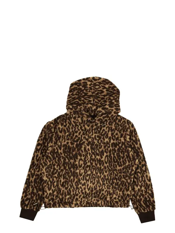Amiri Leopard Fleece Polar Hoodie Sweatshirt - Brown