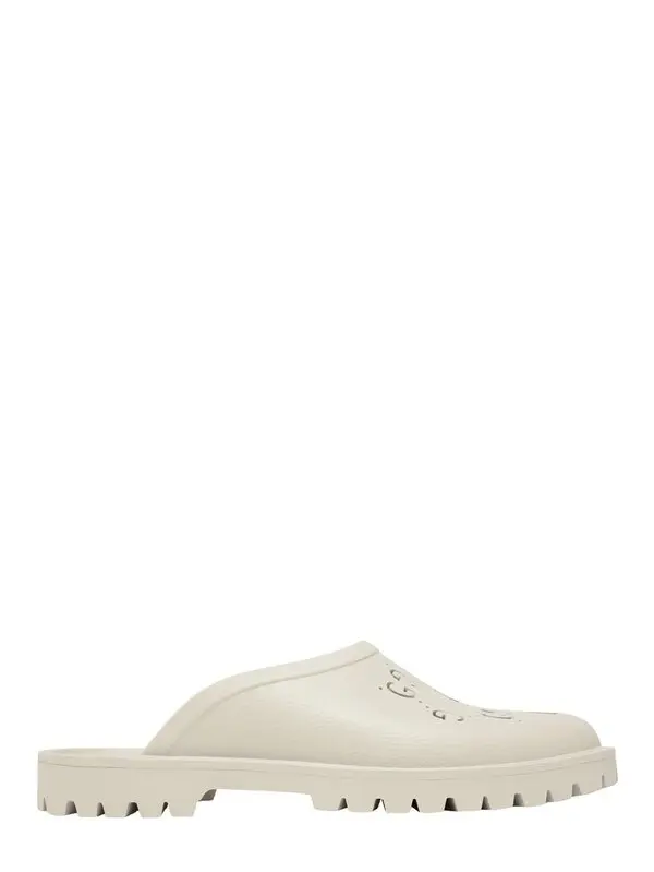 Gucci Cut Out Monogram Slip-on Sandal - Cream