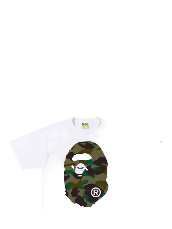 A BATHING APE 1st Camo Big Ape Head Tee /green - White