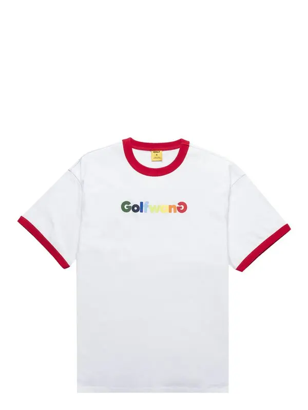 GOLF WANG Happy Logo Ringer Tee /red - White
