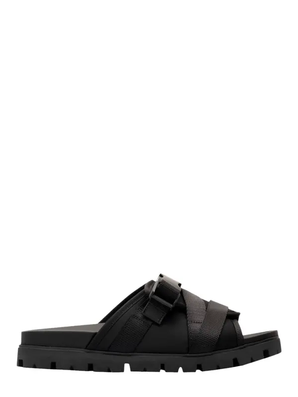 Prada Buckled Slides - Black