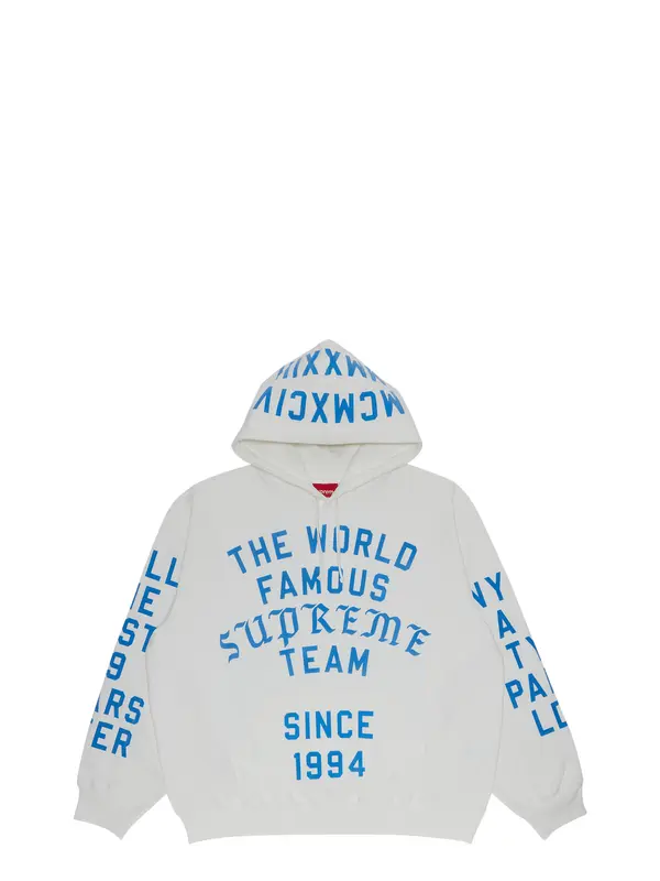 Supreme Team Flocked Hooded Sweatshirt - White