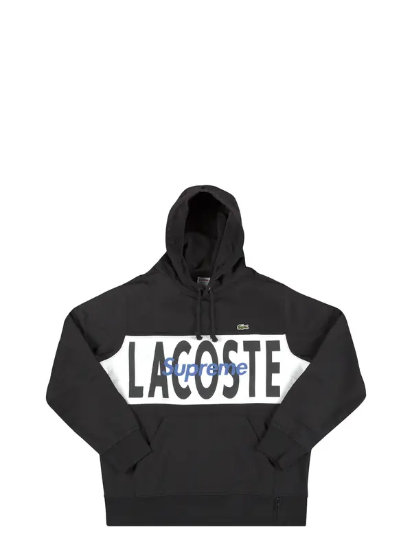 Supreme X Lacoste Logo Panel Hooded Sweatshirt - Black
