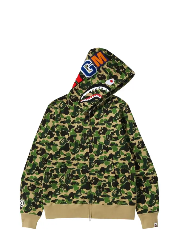 BAPE Abc Camo Shark Full Zip Hoodie - Green