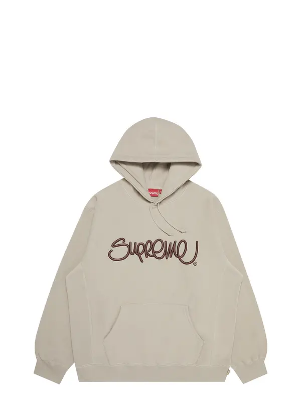 Supreme Raised Handstyle Hooded Sweatshirt - Tan