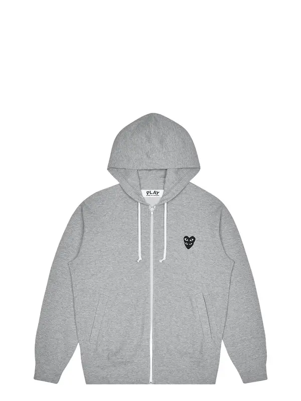 Play Comme Des Garcon Stacked Heart Hooded Sweatshirt - Grey