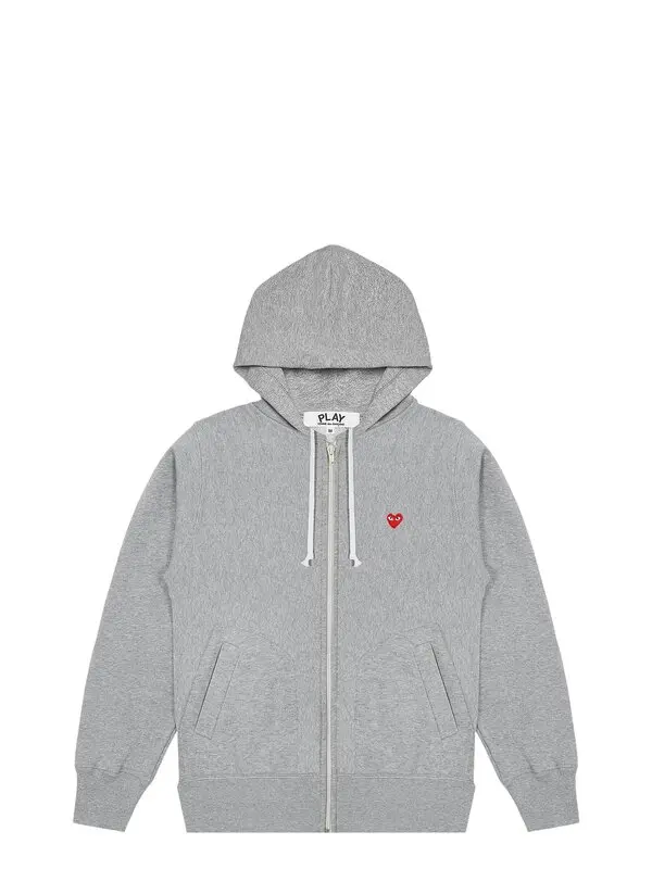 Play Comme Des Garcon Small Heart Zip Up Hoodie - Grey