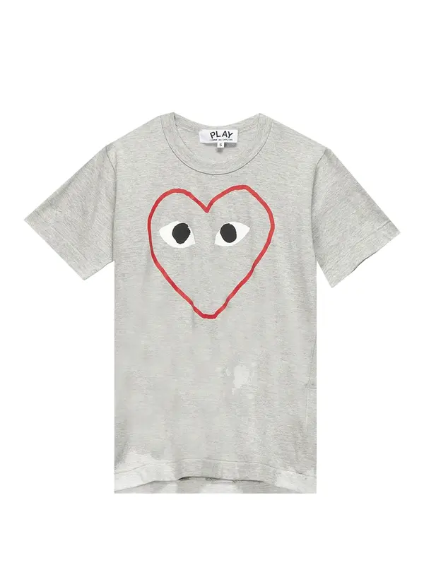 Play Comme Des Garcon Logo Print Tee - Grey