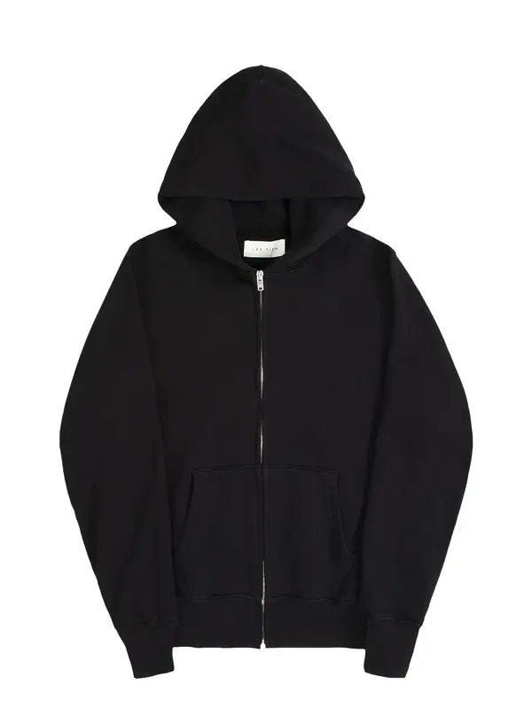 LES TIEN Cropped Zip Hoodie - Black