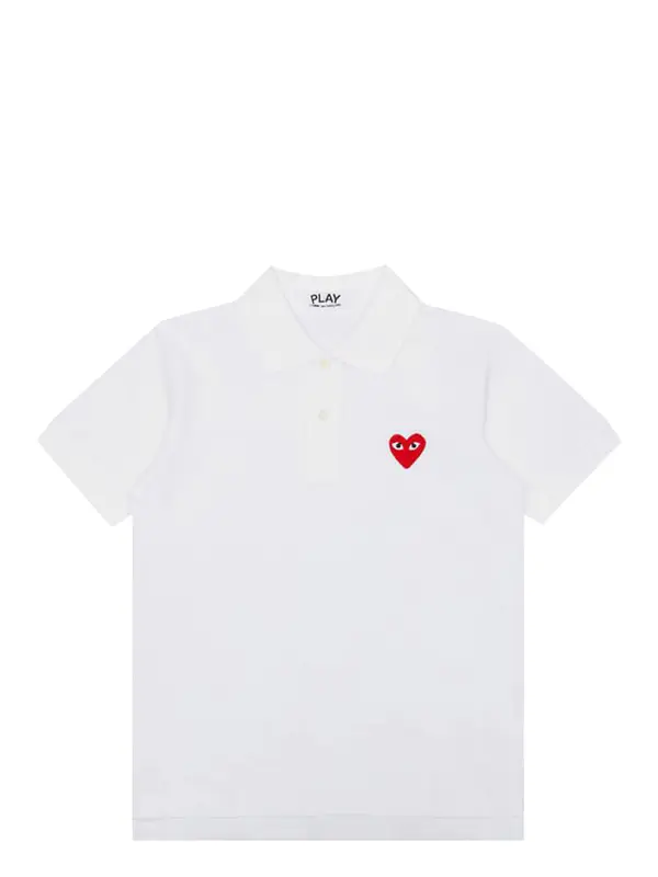 Play Comme Des Garcon Red Heart Polo Shirt - White