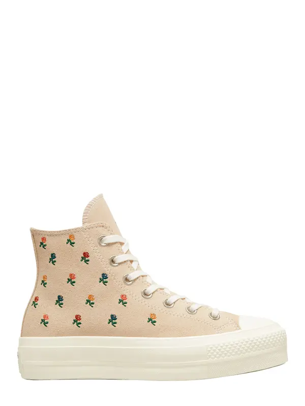 CONVERSE Chuck Taylor All Star Lift Platform High 'embroidered Roses - Tan