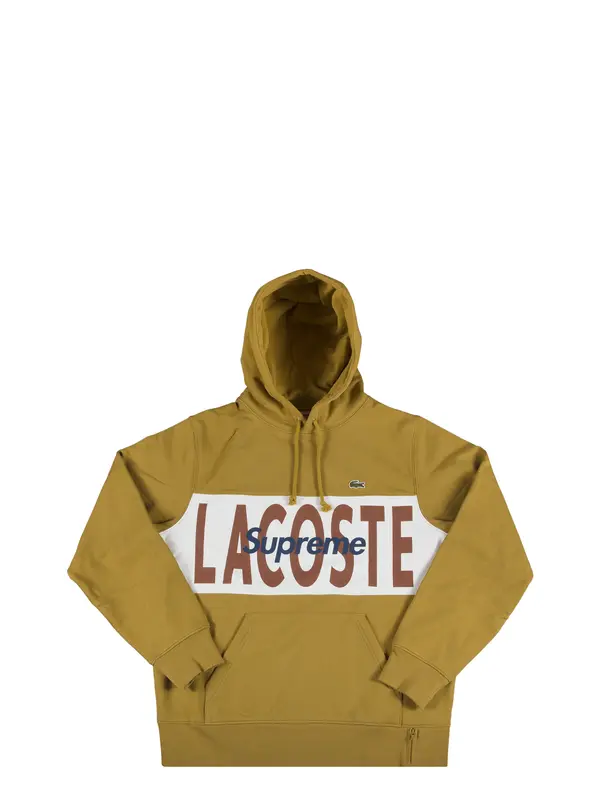 Supreme X Lacoste Logo Panel Hooded Sweatshirt - Gold