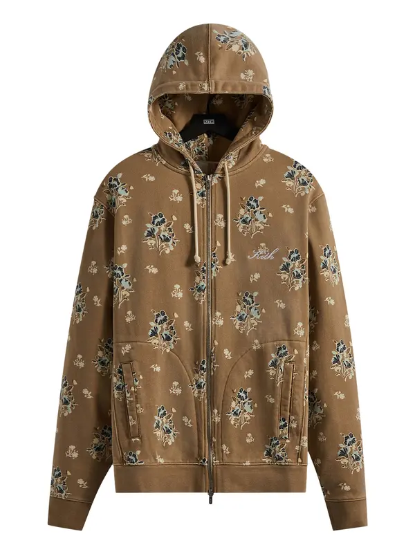 Kith Begonia Floral Williams V Full Zip Hoodie - Tan